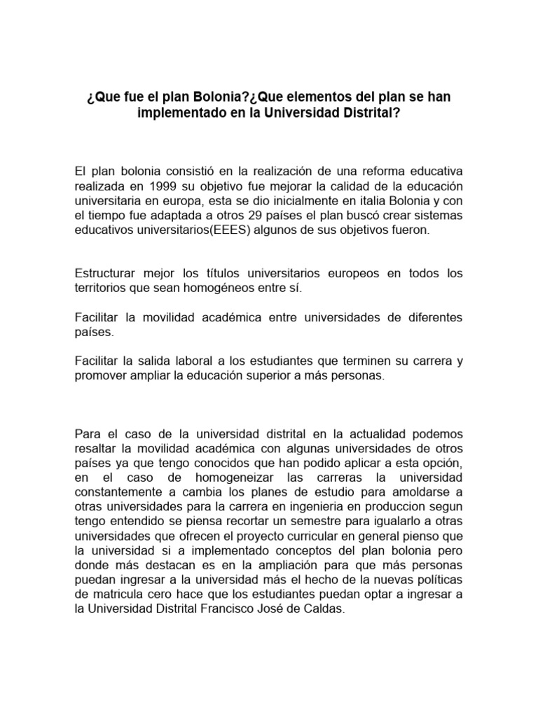 ¿Que Fue El Plan Bolonia - ¿Que Elementos Del Plan Se Han Implementado ...