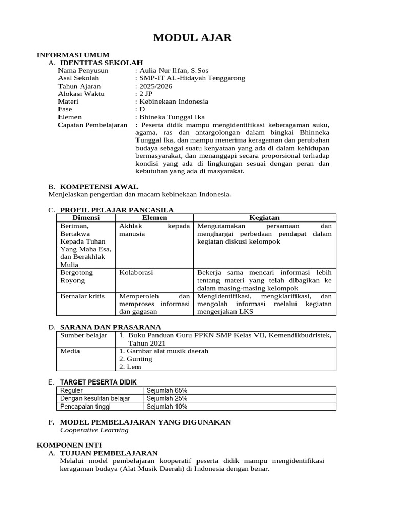 Modul Ajar PPKN Kelas 8 Semester 2 Kebin | PDF