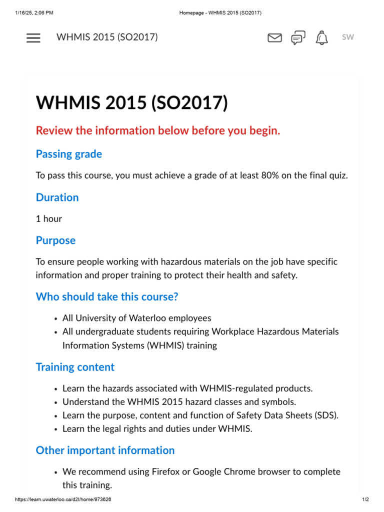 Homepage - WHMIS 2015 (SO2017) | PDF | Business | Business Ethics