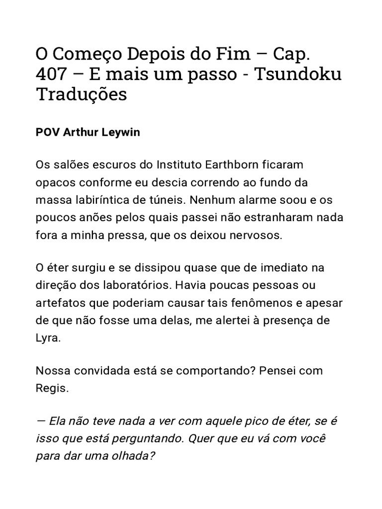 O Começo Depois Do Fim - Cap. 407 - E Mais Um Passo - Tsundoku T | PDF ...