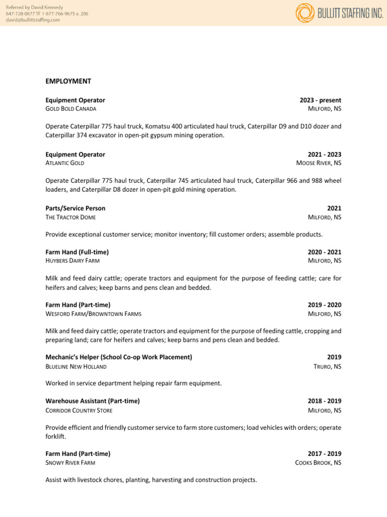 Hunter Holman - BSI - Resume PDF | PDF | Dairy Cattle | Farms