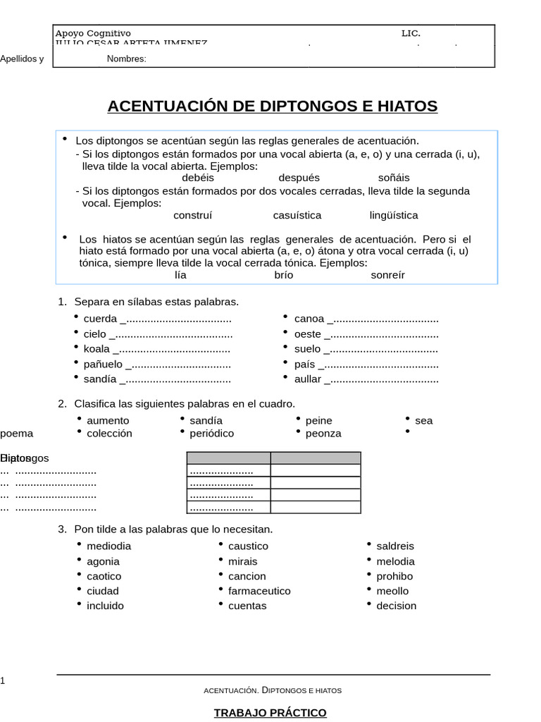 acentuacion_de_diptongos_e_hiatos[1] | PDF | Lingüística | Fonética