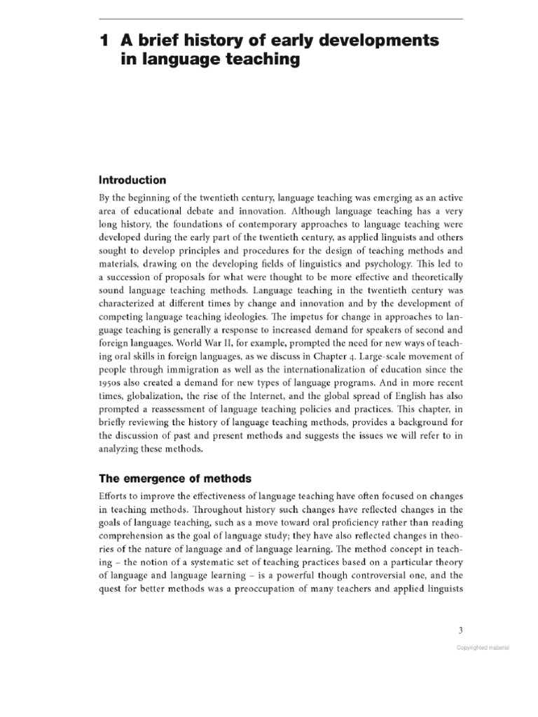 A Brief History of Early Developments in Language Teaching | PDF | Language Education | Linguistics