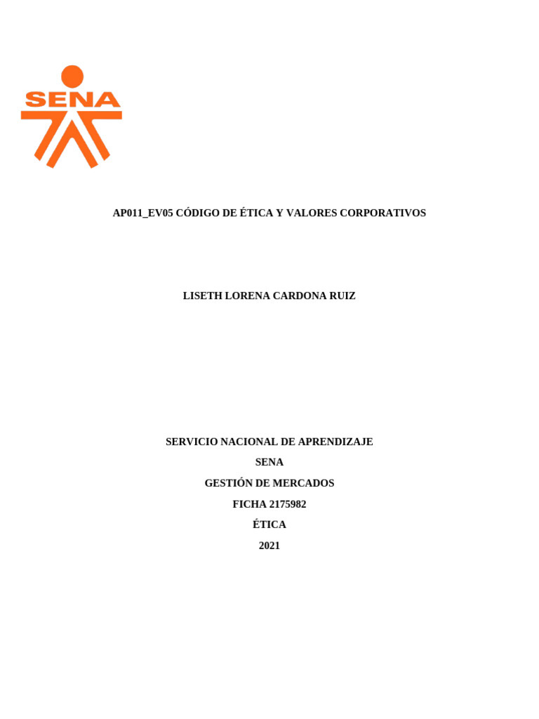AP11 EV05 Código de Ética y Valores Corporativos | PDF | Calidad ...