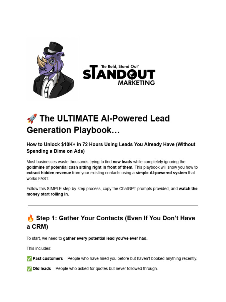 The ULTIMATE AI Powered Lead Generation Playbook 1 | PDF | Customer Relationship Management ...