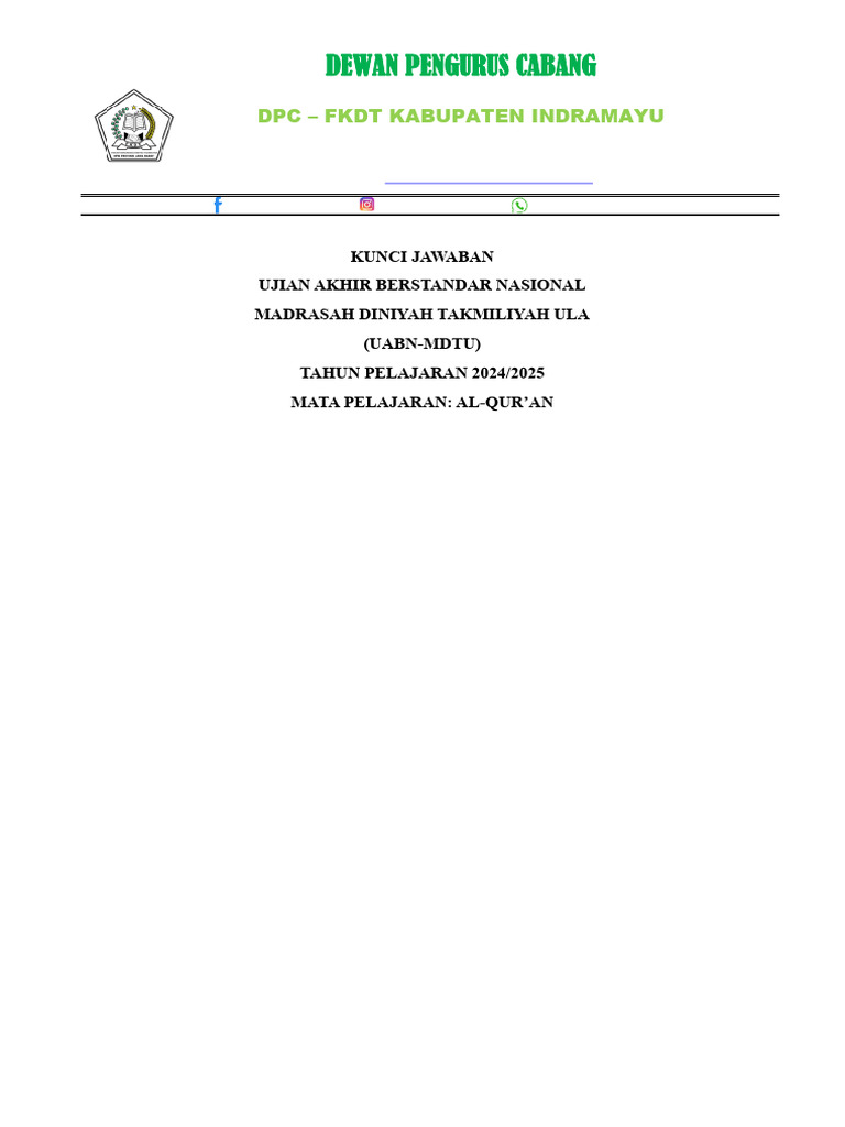 Kunci Jawaban Uabn - Mdtu TP 2024 - 2025 | PDF