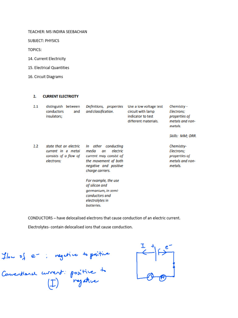Topics 14-Current Electricity 15-Electrical Quantities 16-Circuit ...