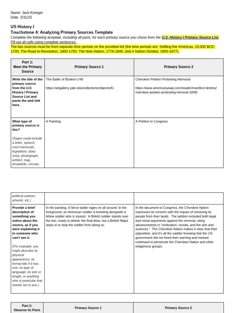 US History I Touchstone 4 Template JSMK | PDF