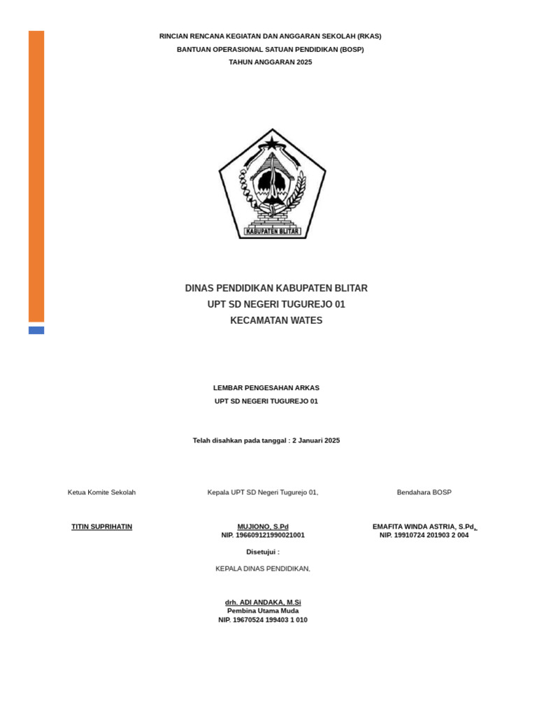 Lembar Pengesahan RKAS | PDF