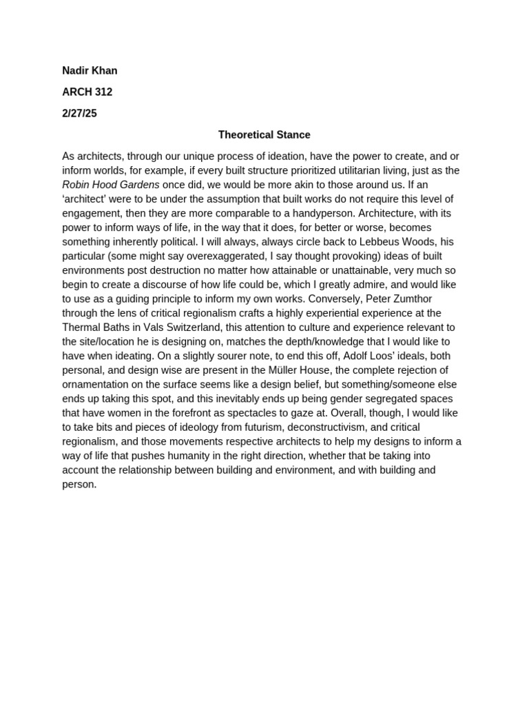 Initial Theoretical Stance | PDF