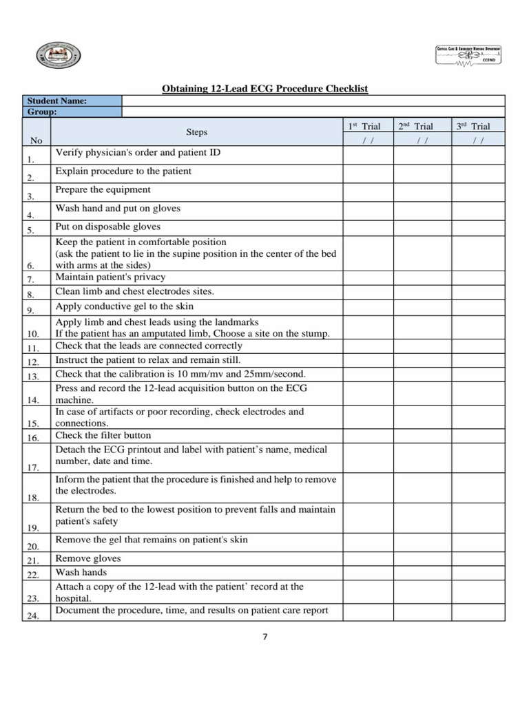 12 Lead ECG Check List-1 | PDF