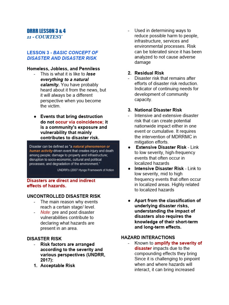 Disaster Readiness and Risk Reduction 2 & 4 (MIDTERMS) | PDF ...