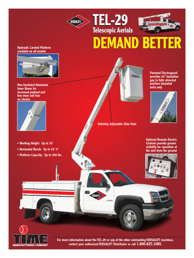 Versalift Boom Lifts Telescopic Spec c5bff1 | PDF | Crane (Machine ...