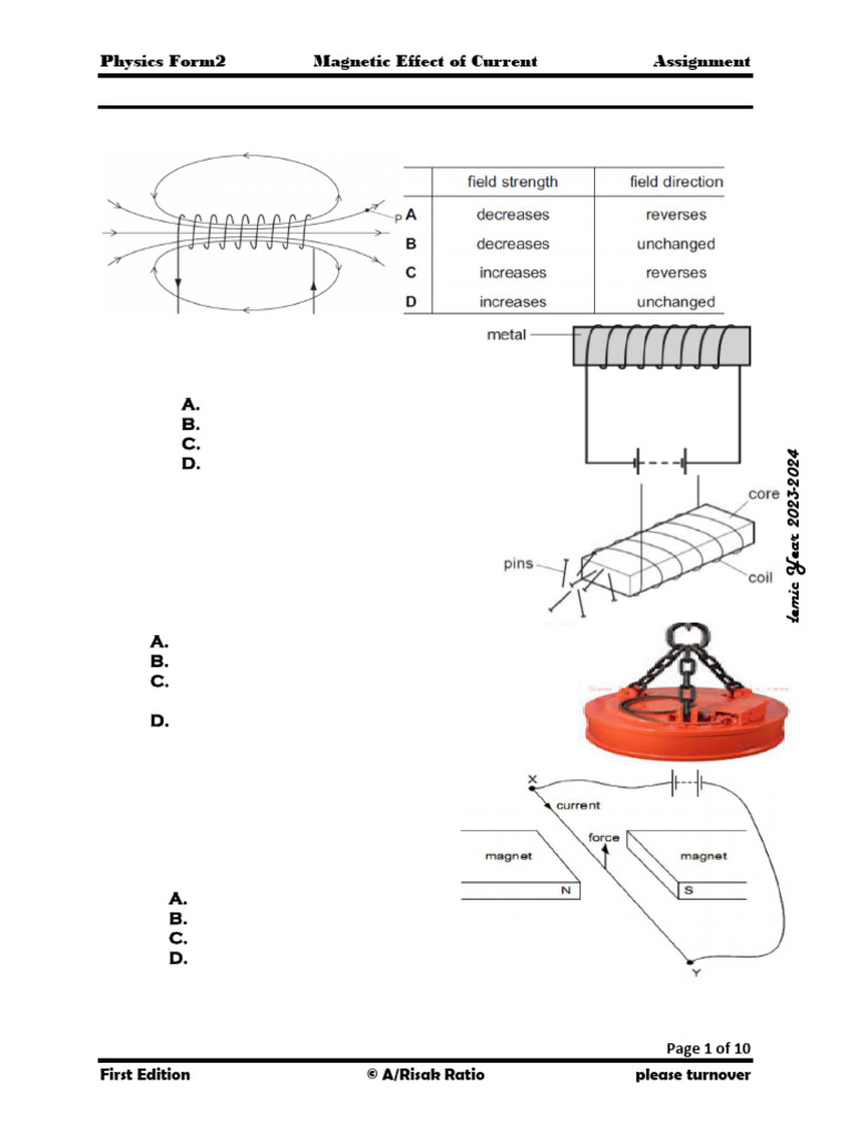 Magnetism Assignment PART TWO | PDF | Magnet | Magnetic Field