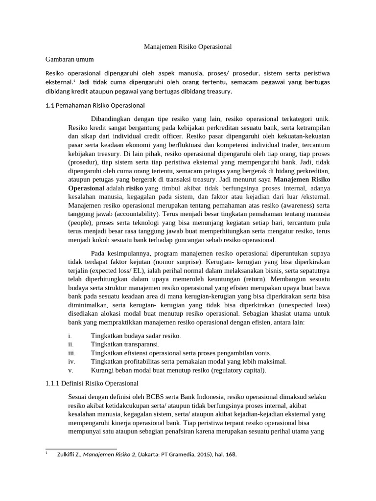 Manajemen Risiko Operasional | PDF