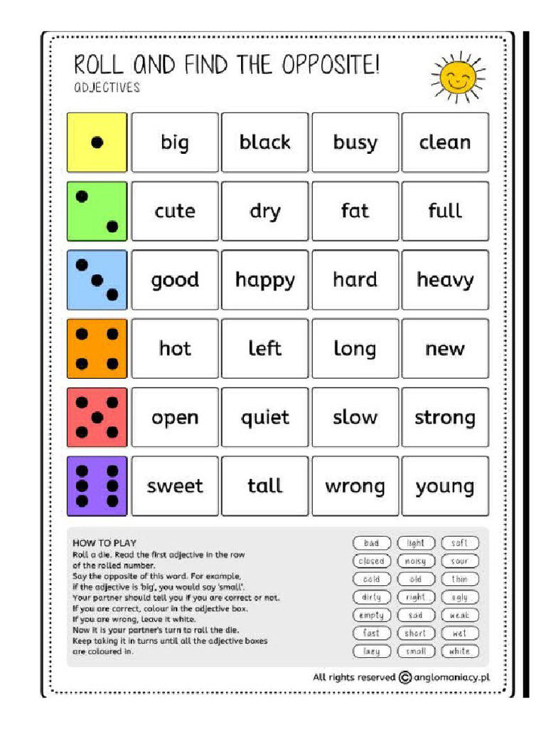 Adjectives Game | PDF
