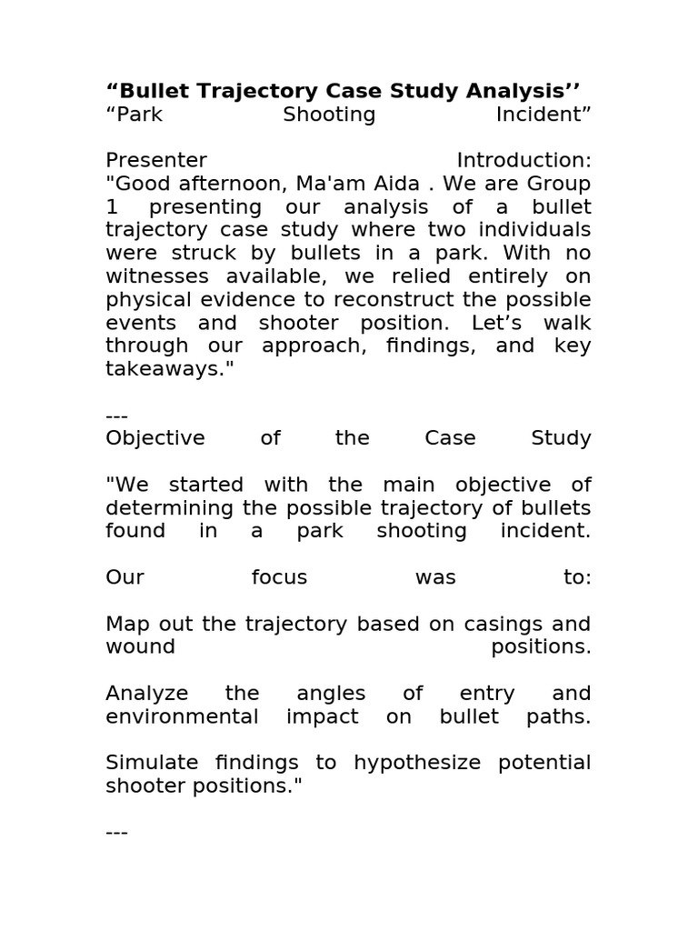 "Bullet Trajectory Case Study Analysis'' | PDF | Trajectory | Cartridge ...