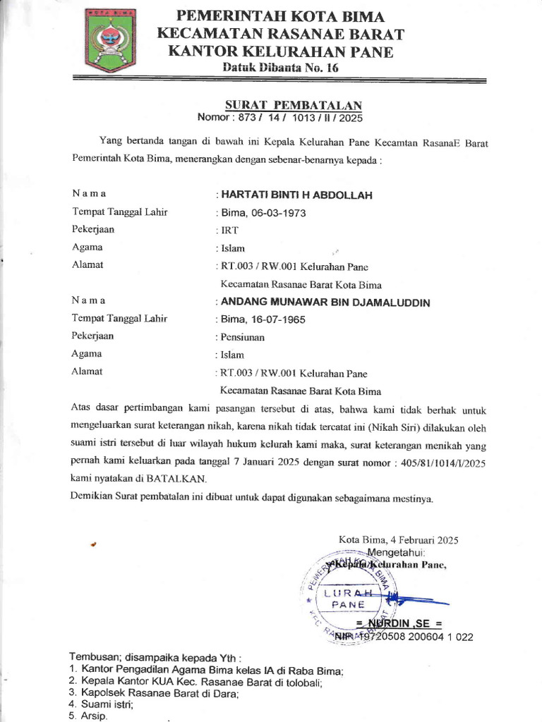 Surat Pembatalan | PDF