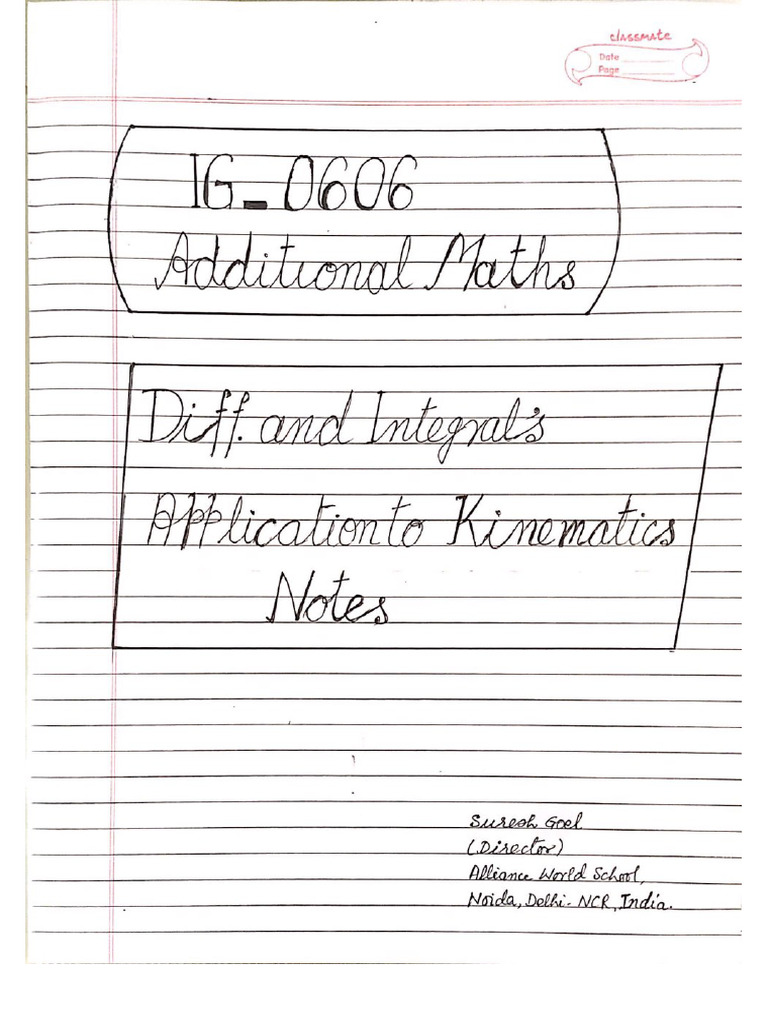 Ig 0606 Differentiation and Integration Application To Kinematics 3 ...