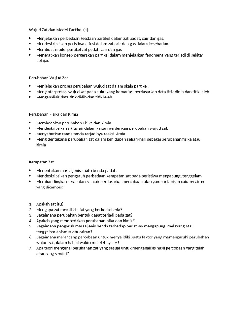 Wujud Zat dan Model Partikel Kelas 7 | PDF