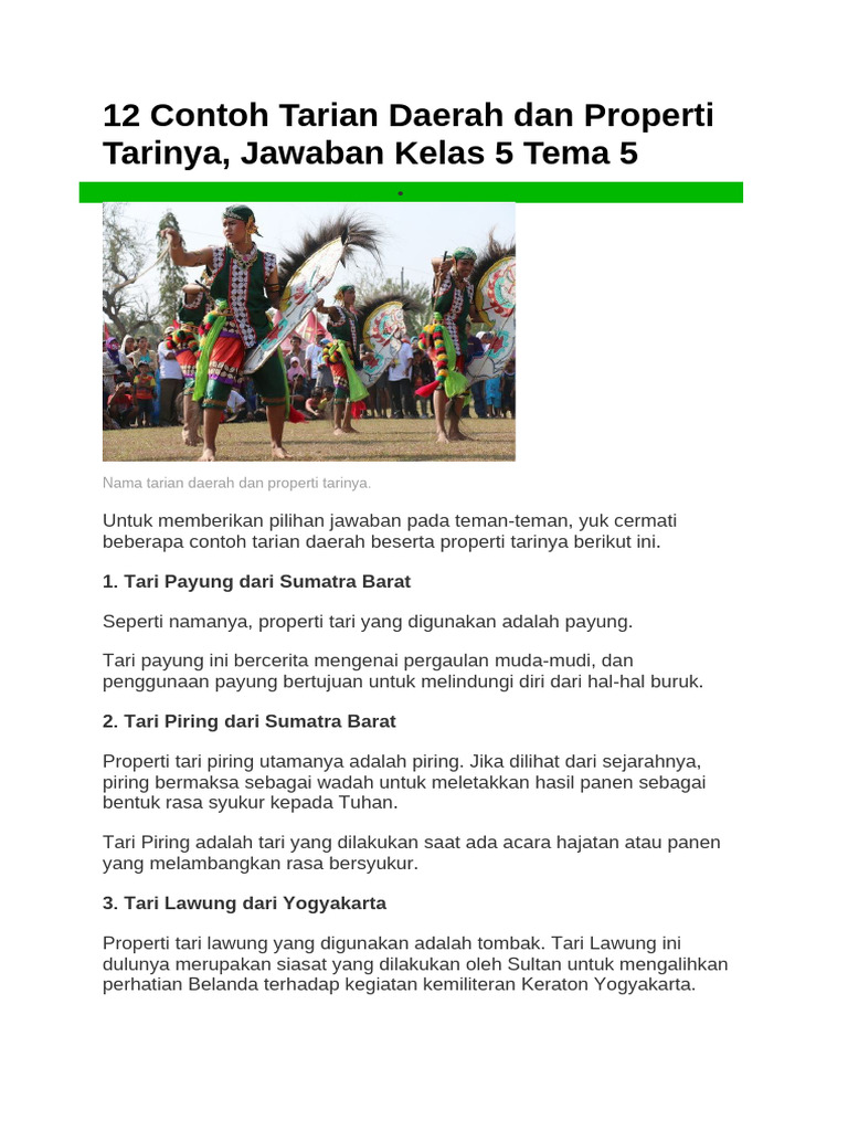 Contoh Tarian Daerah | PDF