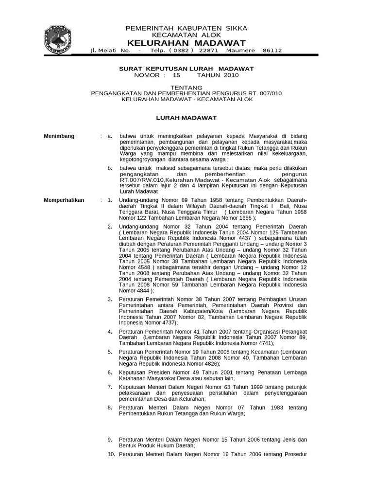 SK. Pengurus RT | PDF