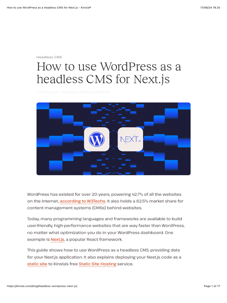 How To Use Wordpress As A Headless Cms For Nextjs Kinsta® Pdf Word Press Ajax Programming