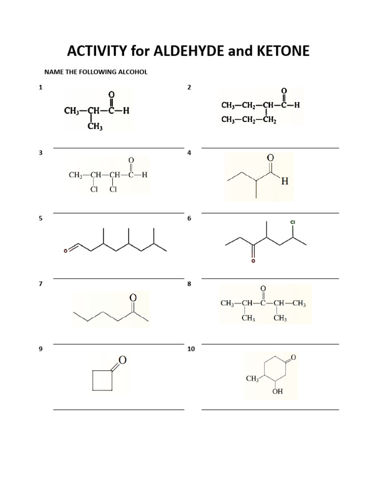 ACTIVITY For ALDEHYDE and KETONE | PDF