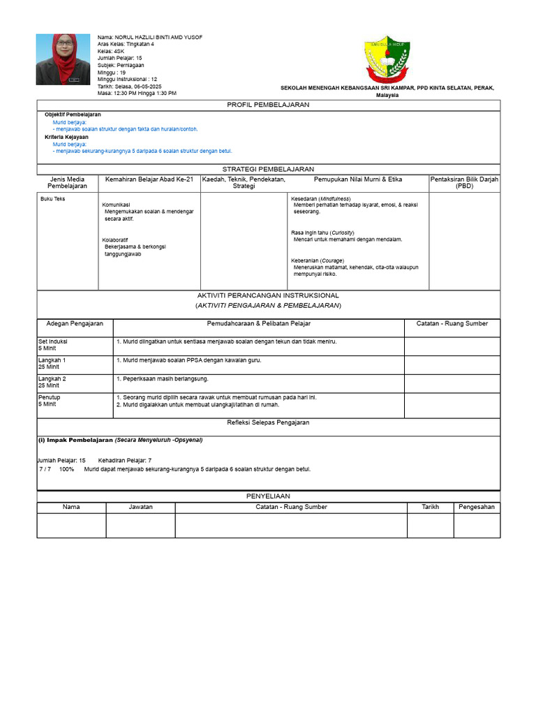 ASIE Model - NORUL HAZLILI BINTI AMD YUSOF-4SK-Perniagaan - Minggu 19 | PDF