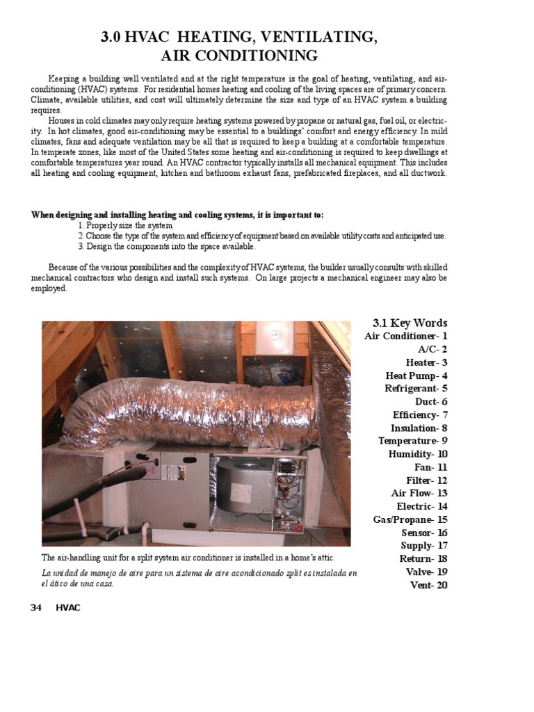 3.0 Hvac Heating, Ventilating, Air Conditioning: 3.1 Key Words | PDF ...