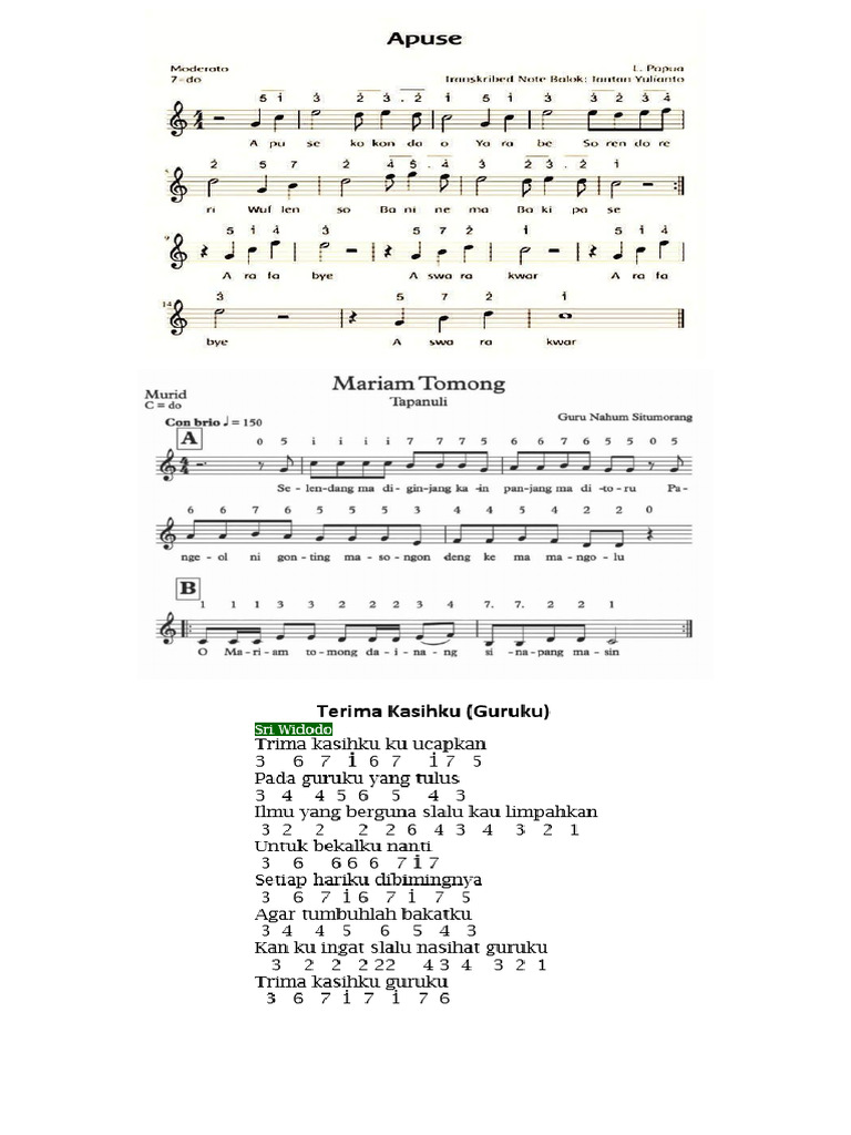 Notasi Angka Lagu | PDF
