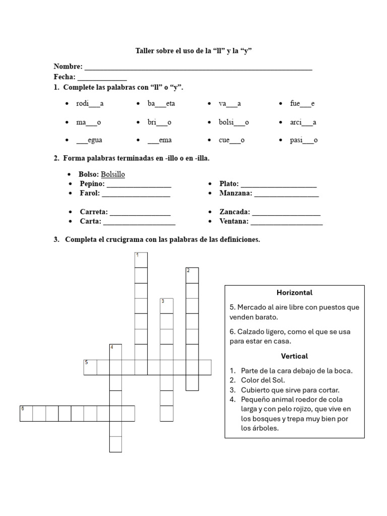 Taller Sobre El Uso de La LL y La y | PDF