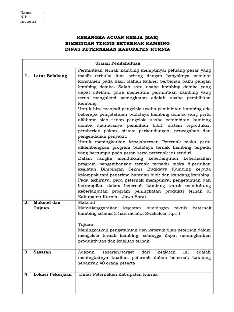 Lampiran 9 - KAK Swakelola Tipe I Dan Kontrak Swakelola Tipe IV | PDF