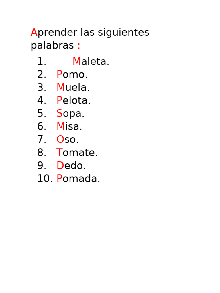 Aprender Las Siguientes Palabras | PDF