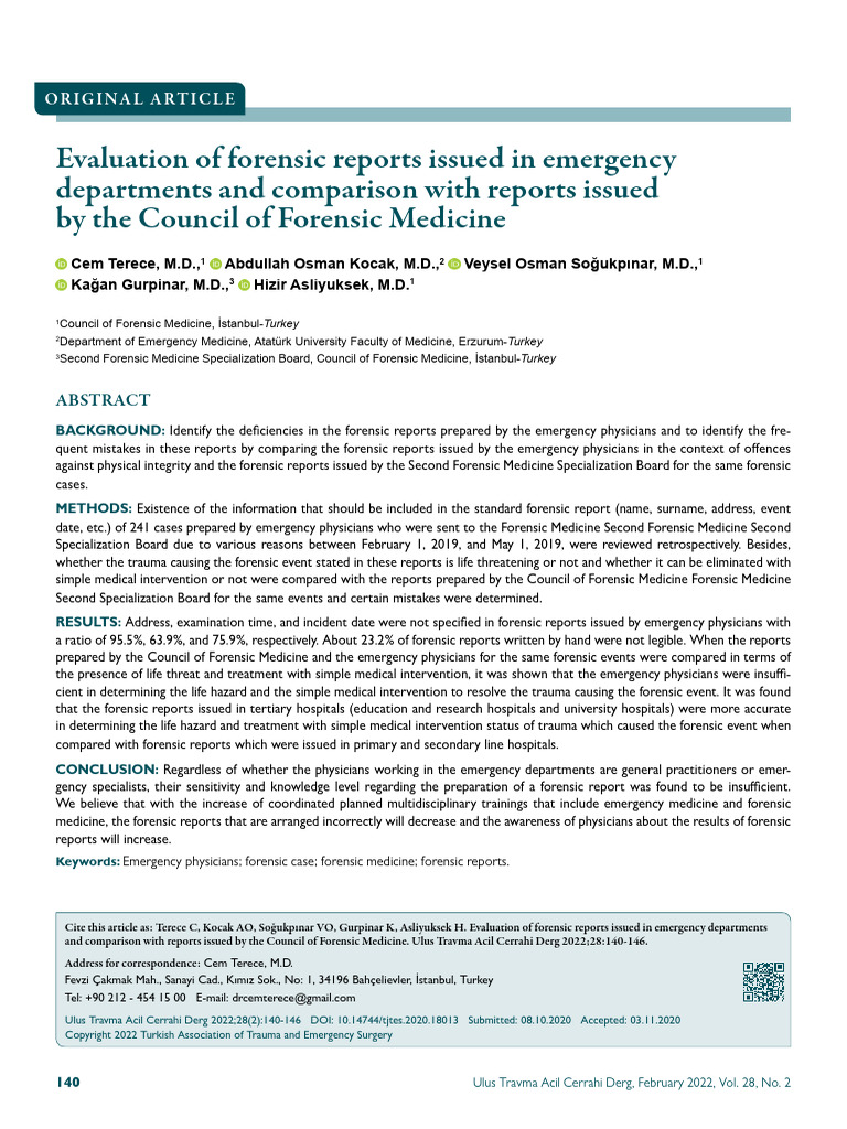 Utd 18013 Clinical Article Terece | PDF | Physician | Forensic Science