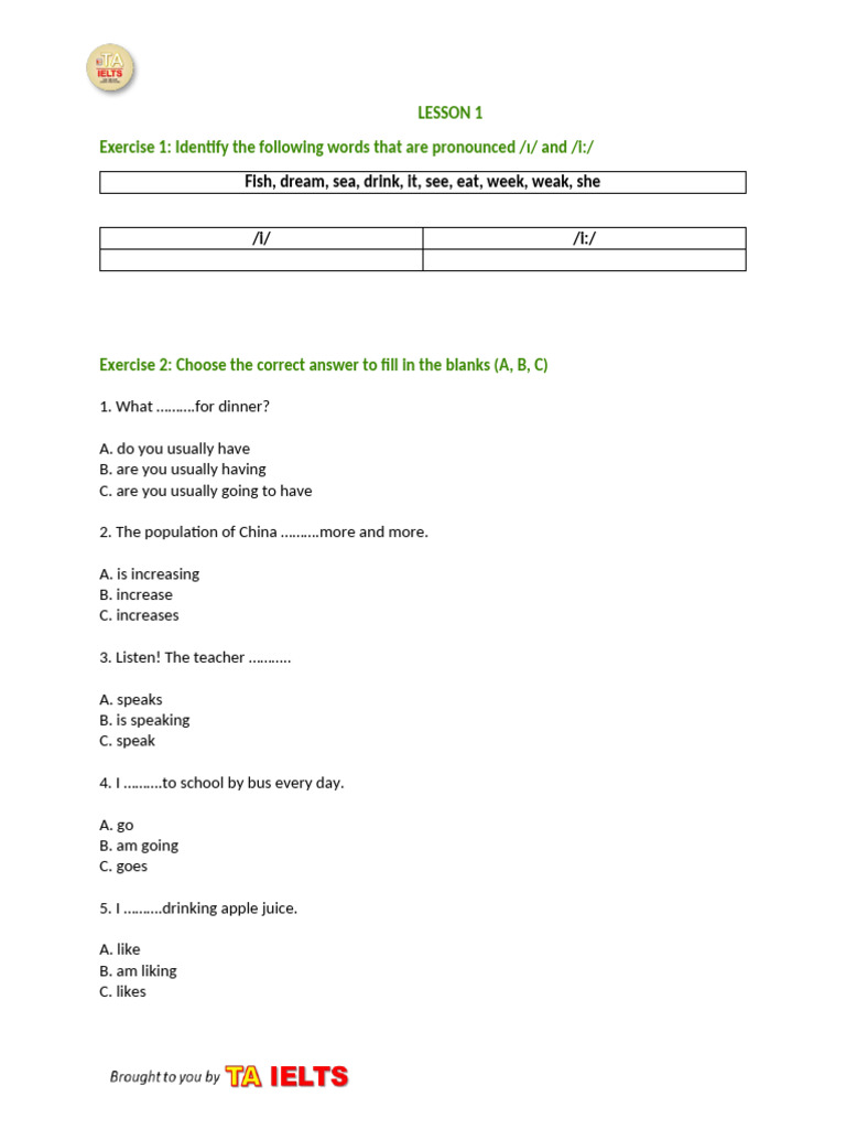Homework Lesson 1 | PDF
