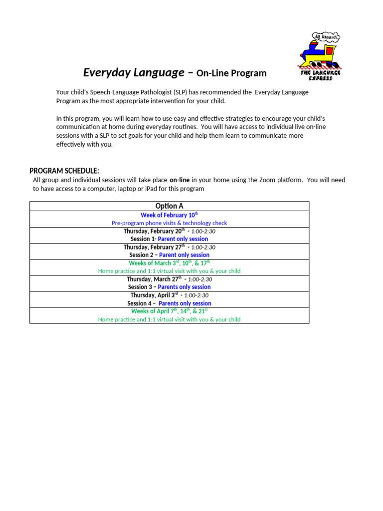 Everyday Language Winter-Spring Schedule | PDF