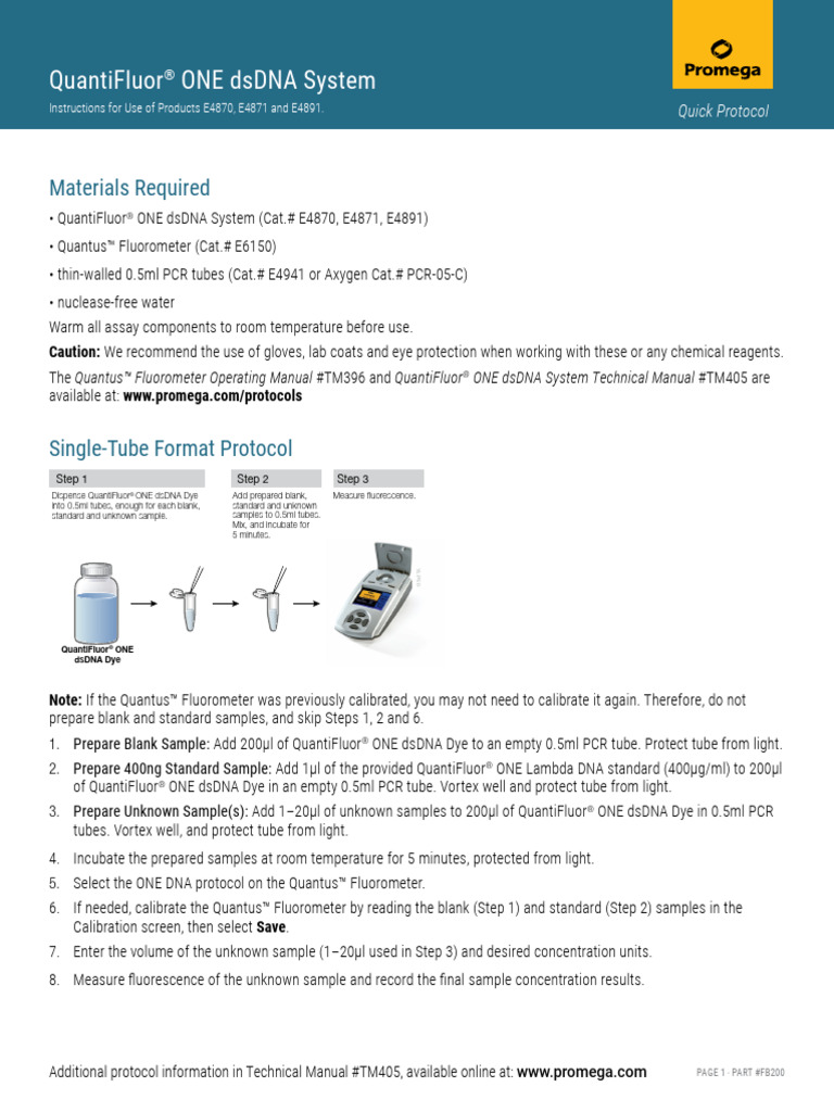 QuantiFluor ONE dsDNA System Quick | PDF | Polymerase Chain Reaction ...