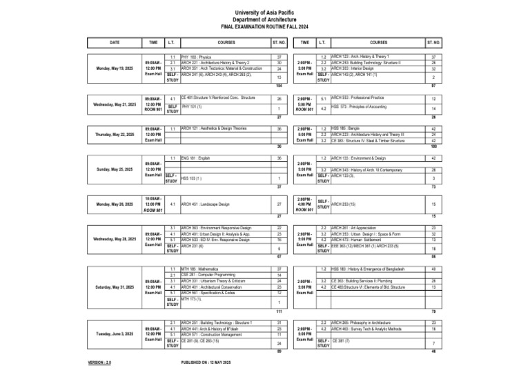 Final Exam Routine V2.1-For Students | PDF | Design