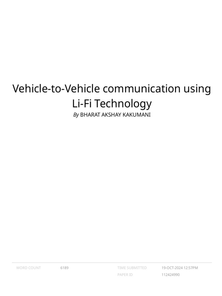 Vehicle To Vehicle Communication Using Li Fi Techn | PDF