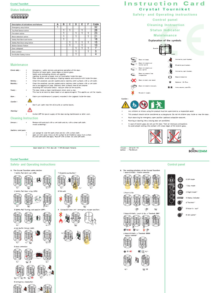 Boon-Edam Crystal-Tourniket Instructions | PDF | Door | Building ...
