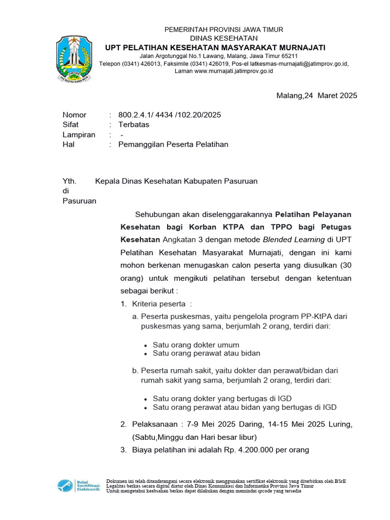 Pelatihan Kesehatan Korban KTPA 2025 | PDF