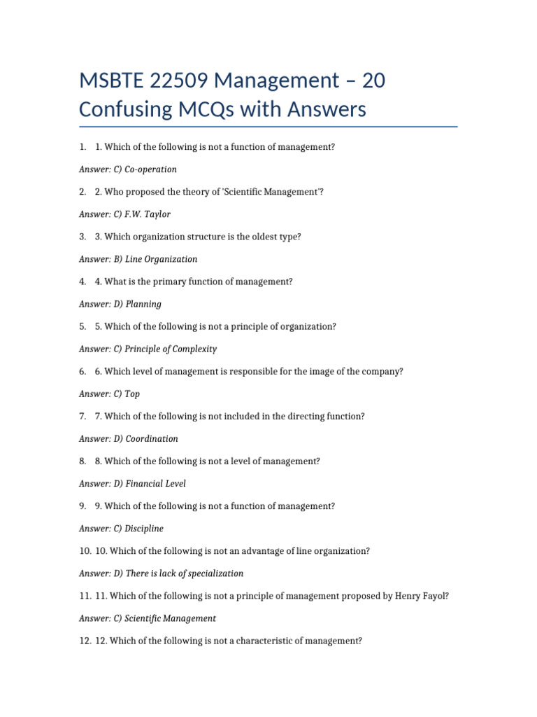 MSBTE 22509 Confusing MCQs | PDF