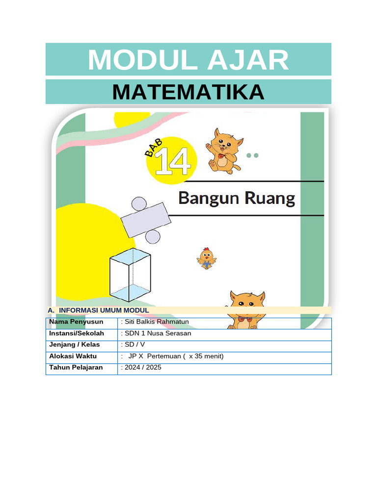 Modul Ajar MTK Kelas 5 - BAB 14 | PDF