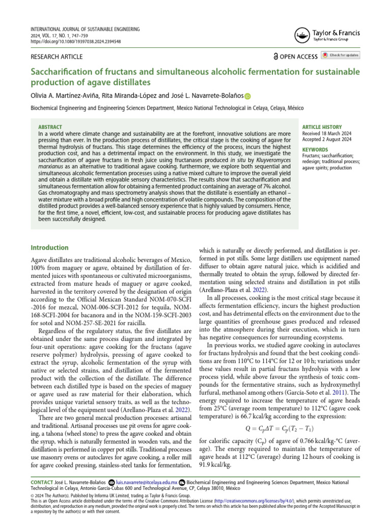 Saccharification of Fructans and Simultaneous Alco | PDF | Gas Chromatography
