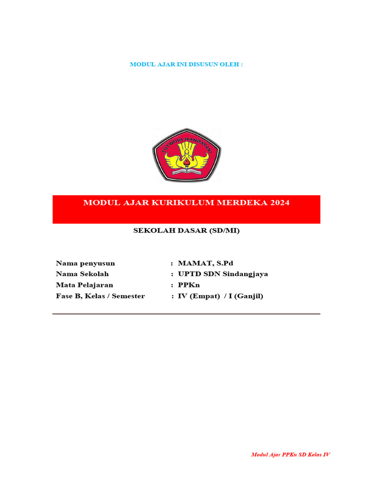 Modul Ajar PKN - Mamat | PDF