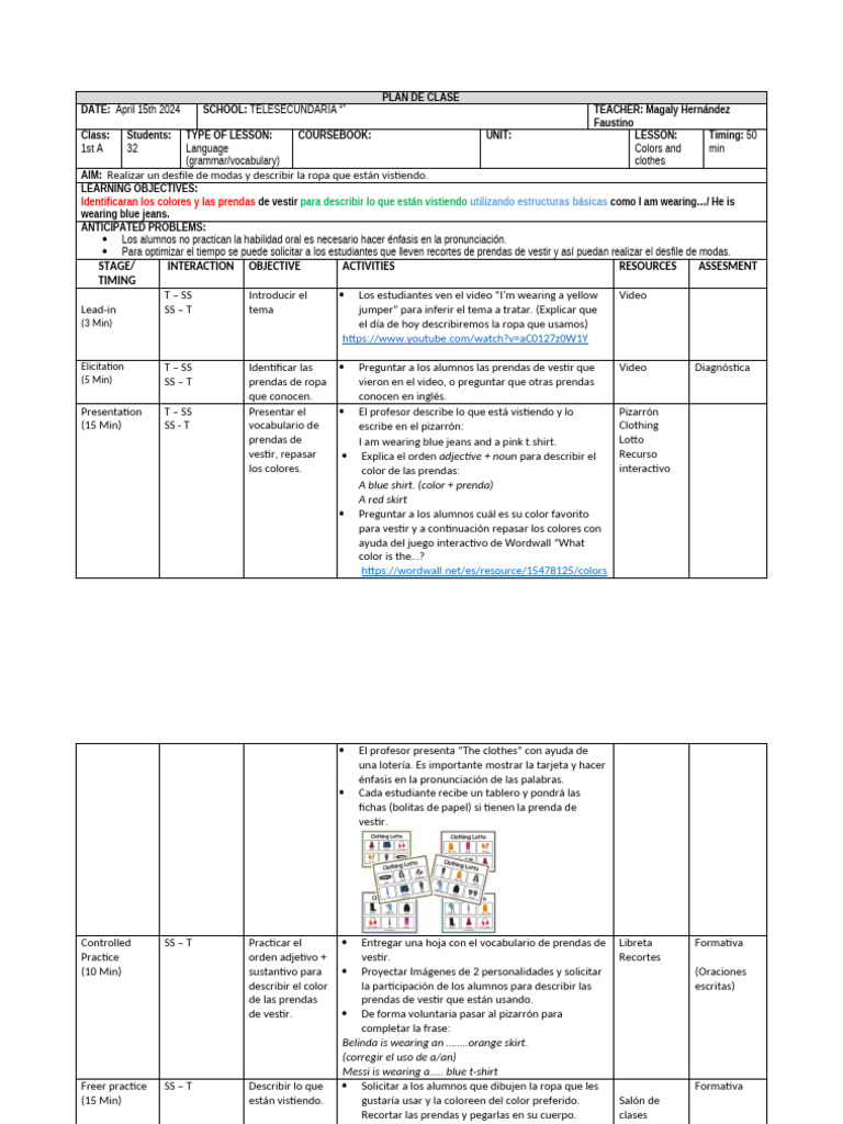 Lesson Plan Example | PDF | Lingüística