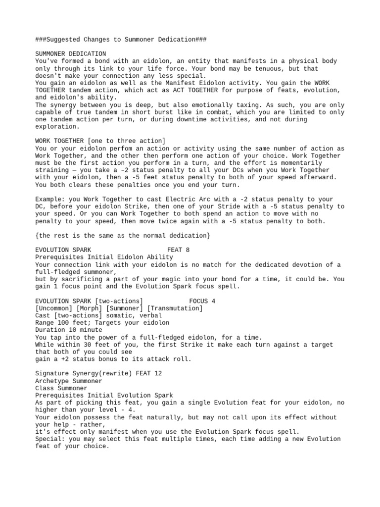 Summoner Archtype Rework | PDF | Fantasy Role Playing Games | D20 System