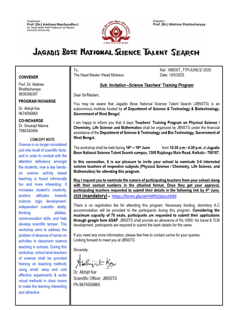 Letter (16th - 19th June, 2025), TTP | PDF | Science | Learning