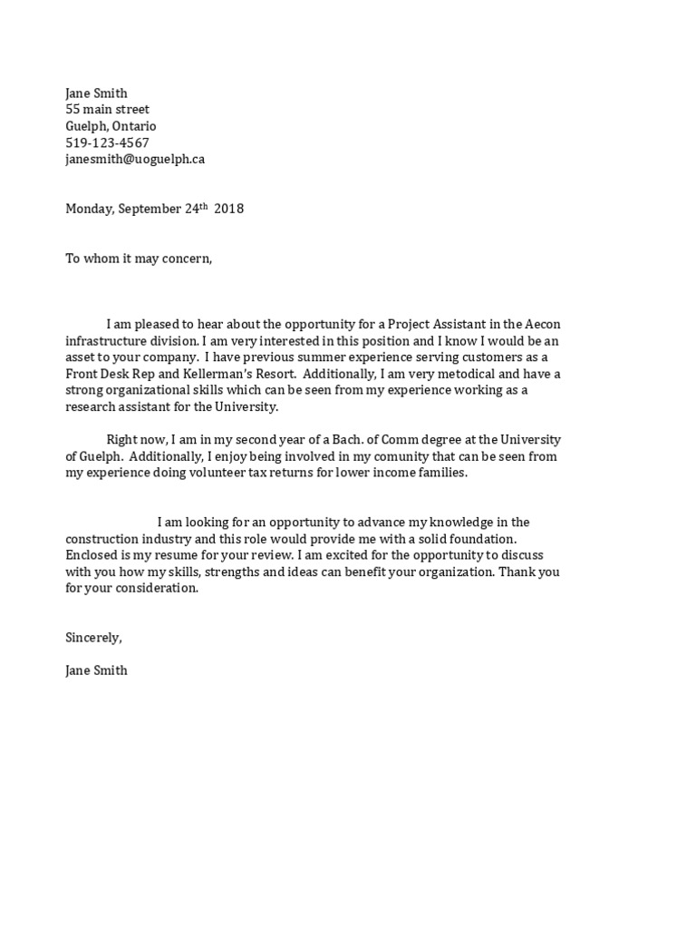 Poor Cover Letter Example | PDF